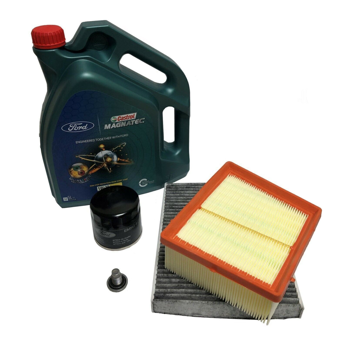 Genuine Ford Fiesta Service Kit Oil Air Cabin Filter & Castrol Oil 5W3 ...