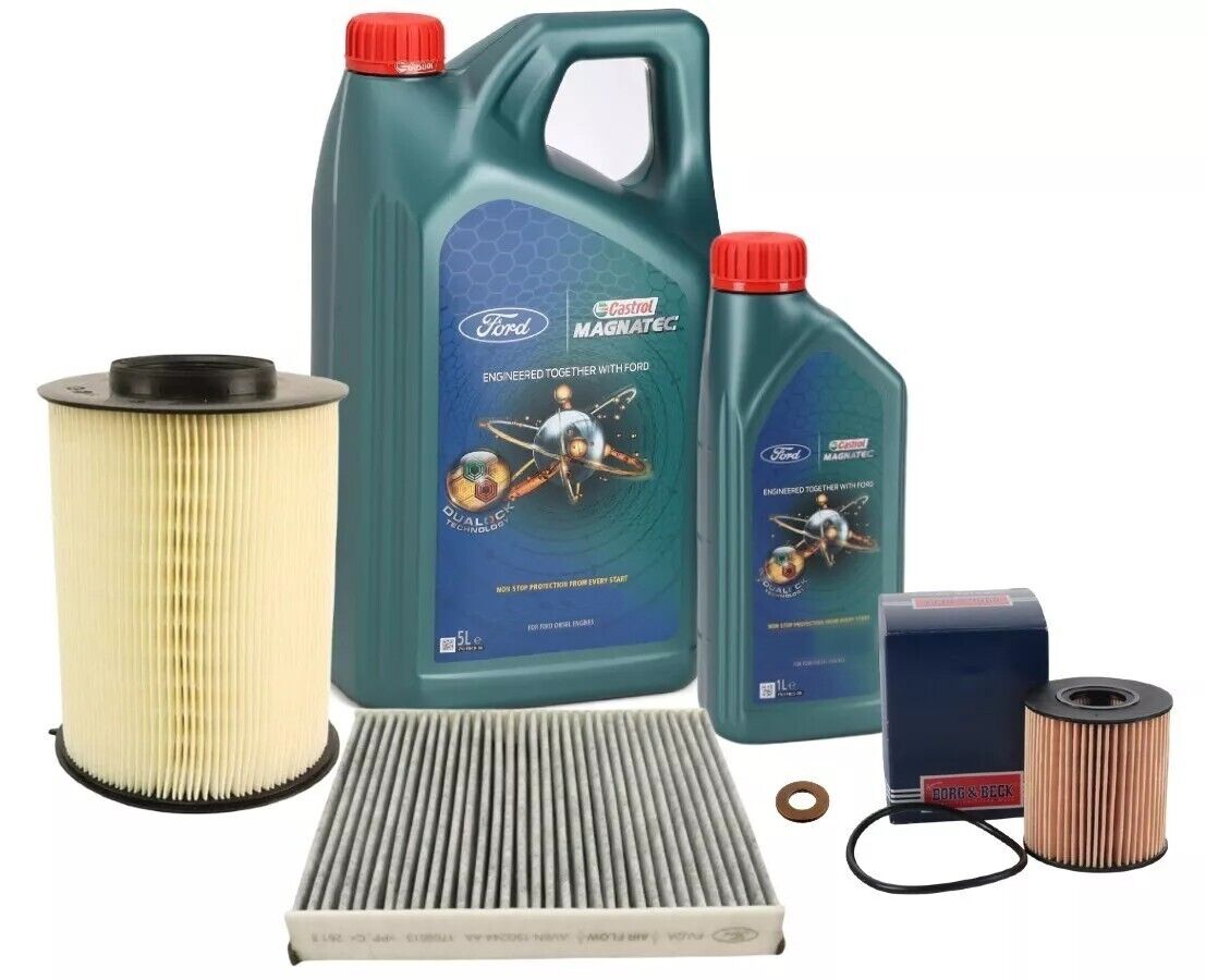 Ford Kuga 2.0 TDCi Service Kit Oil Air Cabin Filters & Genuine Castrol ...