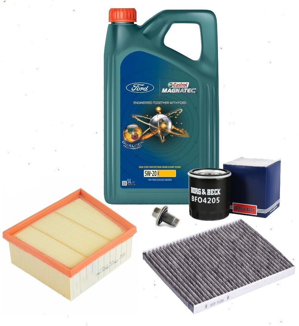 Ford Fiesta Mk8 1.0 Service Kit Oil Air Cabin Filters & 5L Genuine Cas ...