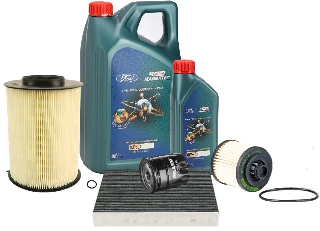 Ford Focus 2.0 TDCI Full Service Kit inc Genuine Castrol 0w30 Engine O ...
