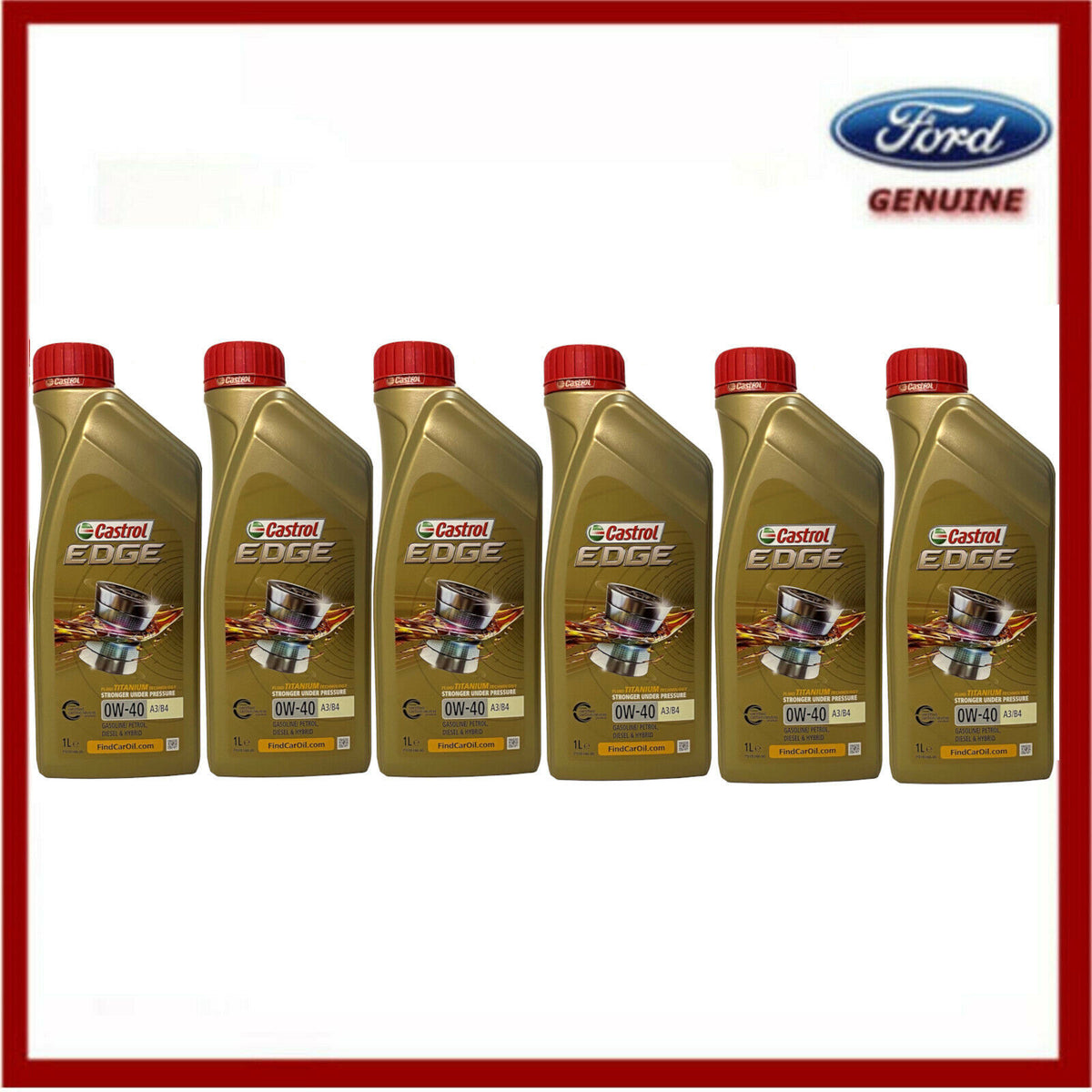 Genuine Ford Focus RS Castrol Edge Fully Synthetic 0W40 Engine Oil 6 L ...