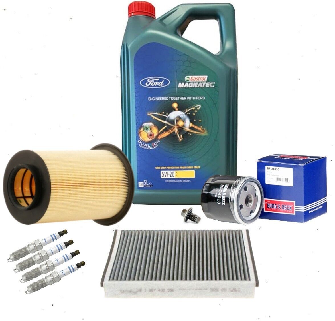 Ford Kuga 1.5 Ecoboost 13-20 Full Service Kit inc 5w20 Castrol Oil ...
