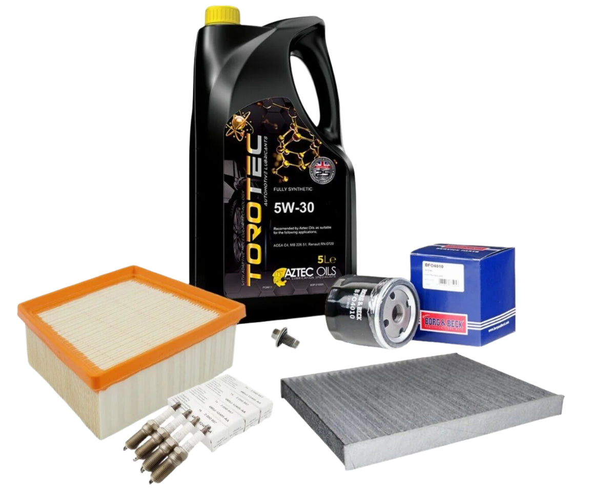 Ford Fiesta Mk7 1.25 Service Kit Oil Air Cabin Spark Plug & 5w20 Engin ...