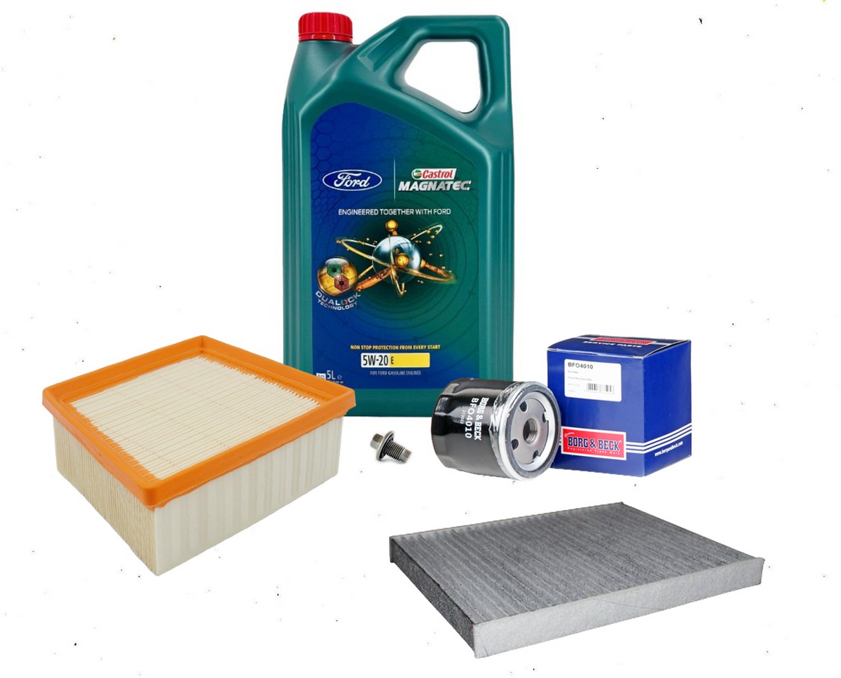 Ford Fiesta Mk7 1.25 Service Kit Oil Air Cabin & Genuine Castrol 5w20 ...